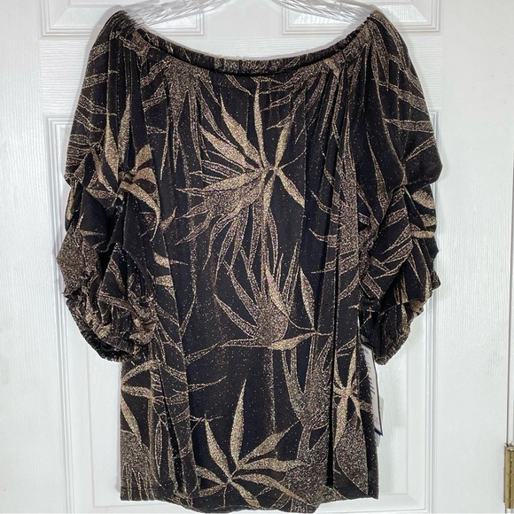 MSK | Tops | Msk Womens Glitter Floral Print Blouse Size Xl Off The ...